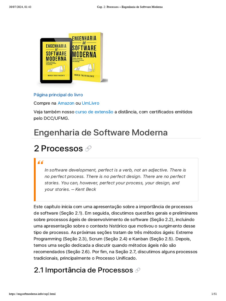 Tópicos 2.1 e 2.2 - Importância Do Processo de Software e Métodos Ágeis - Cap. 2 - Processos ...