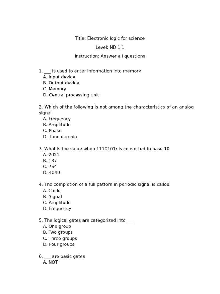 Logic Gates and Electronic Fundamentals | PDF | Logic Gate | Electronic ...