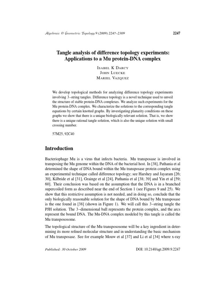 Isabel K Darcy, John Luecke and Mariel Vazquez - Tangle Analysis of ...