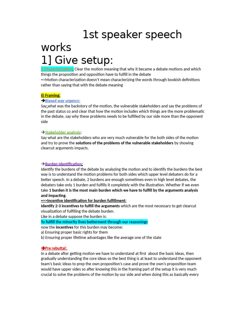 Effective Strategies for 1st Speaker Debates | PDF | Argument | Reason