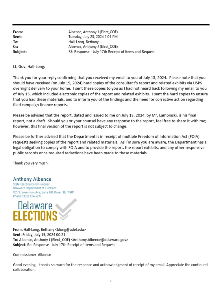 Emails Between Election Commissioner and BHL | PDF | Freedom Of ...