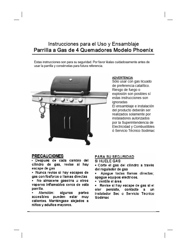 Manual Parrilla TCG 4203.PDF - Parrillas A Gas | PDF | Tornillo | Cocinando