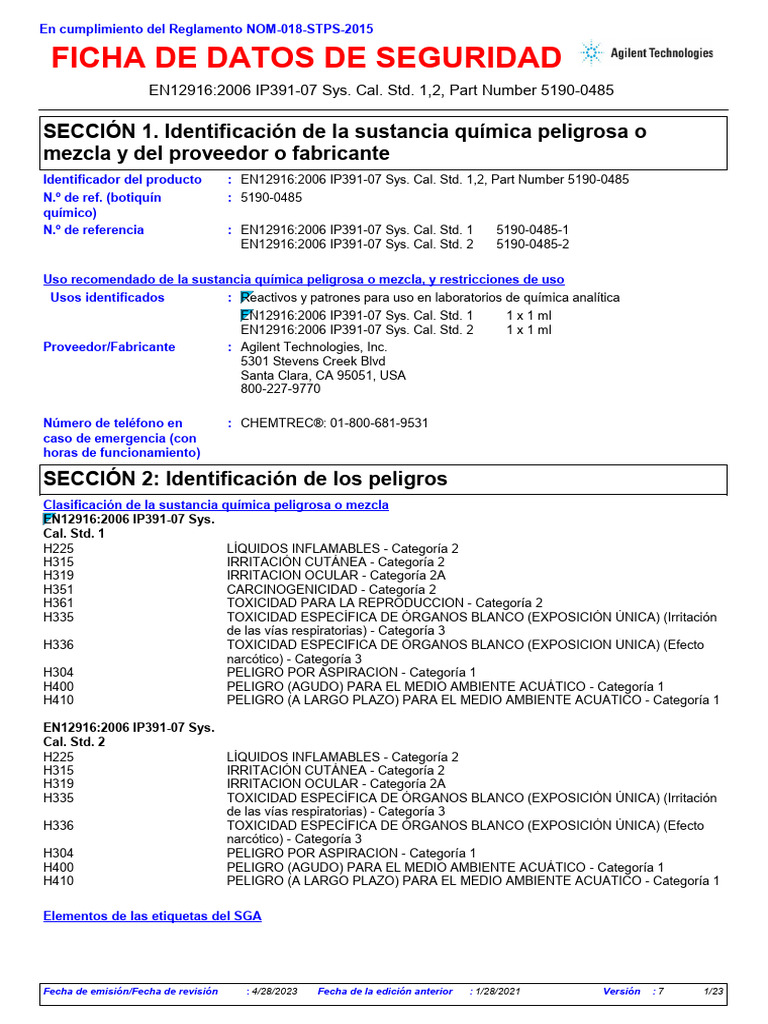 Ficha de Datos de Seguridad | PDF | Toxicidad