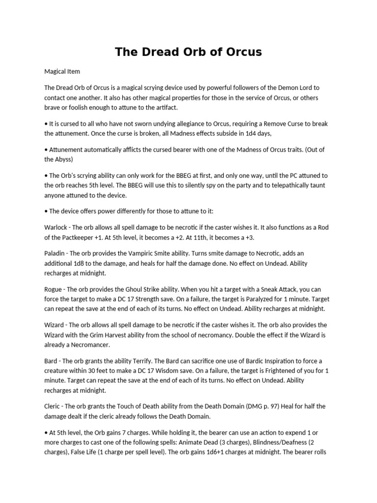 The Dread Orb of Orcus | PDF | D20 System | Gary Gygax Games