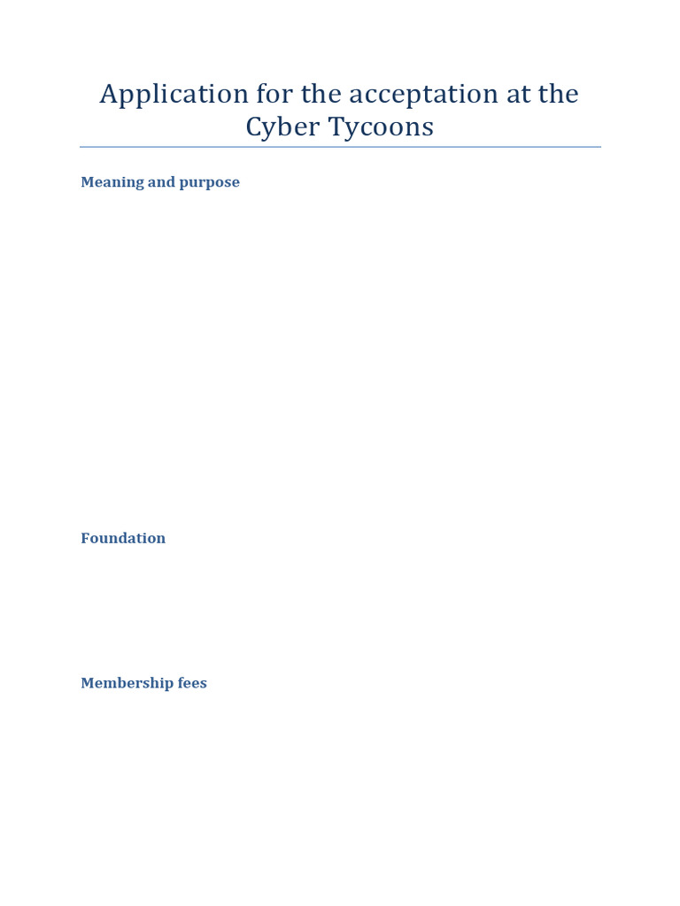 Cyber Tycoons Membership Application Form | PDF | Computer Security ...