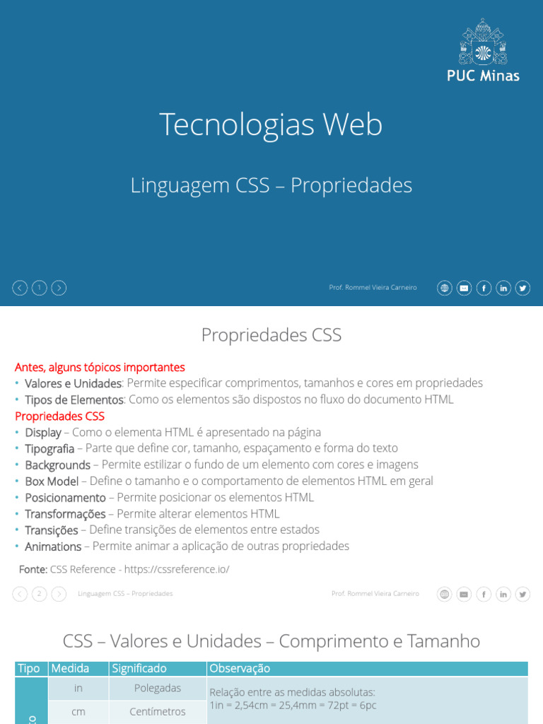 WEB - 04.2 - Linguagem CSS - Propriedades | PDF | Html | Elemento HTML