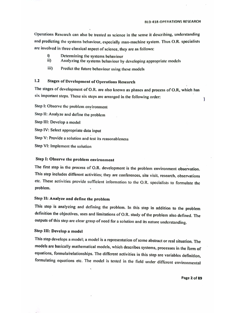 Operations Research Handout | PDF