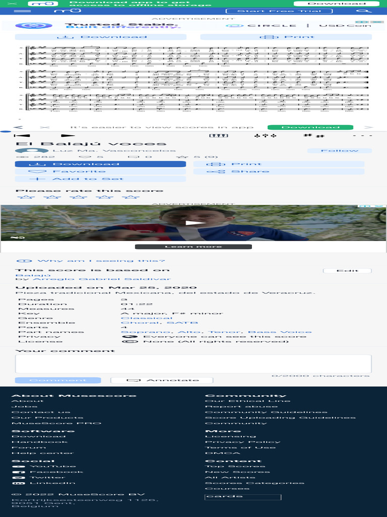 El Balajú Voces Sheet Music For Soprano, Alto, Tenor, Bass Voice ...
