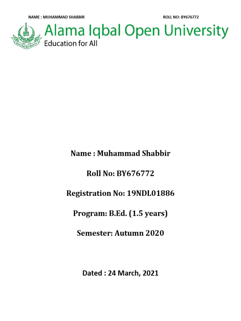 Practicum Report For Teaching Practice Aiou | PDF | Schools