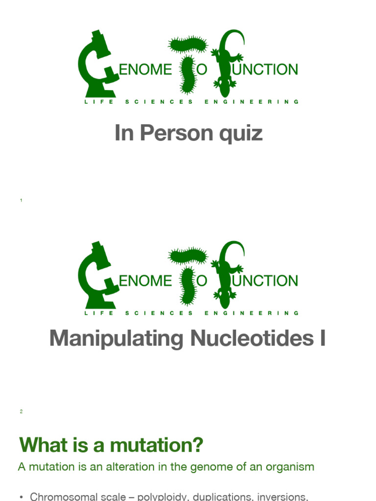 BIO 411 Lecture 2 - Manipulating Nucleotides I | PDF | Transgene | Point Mutation