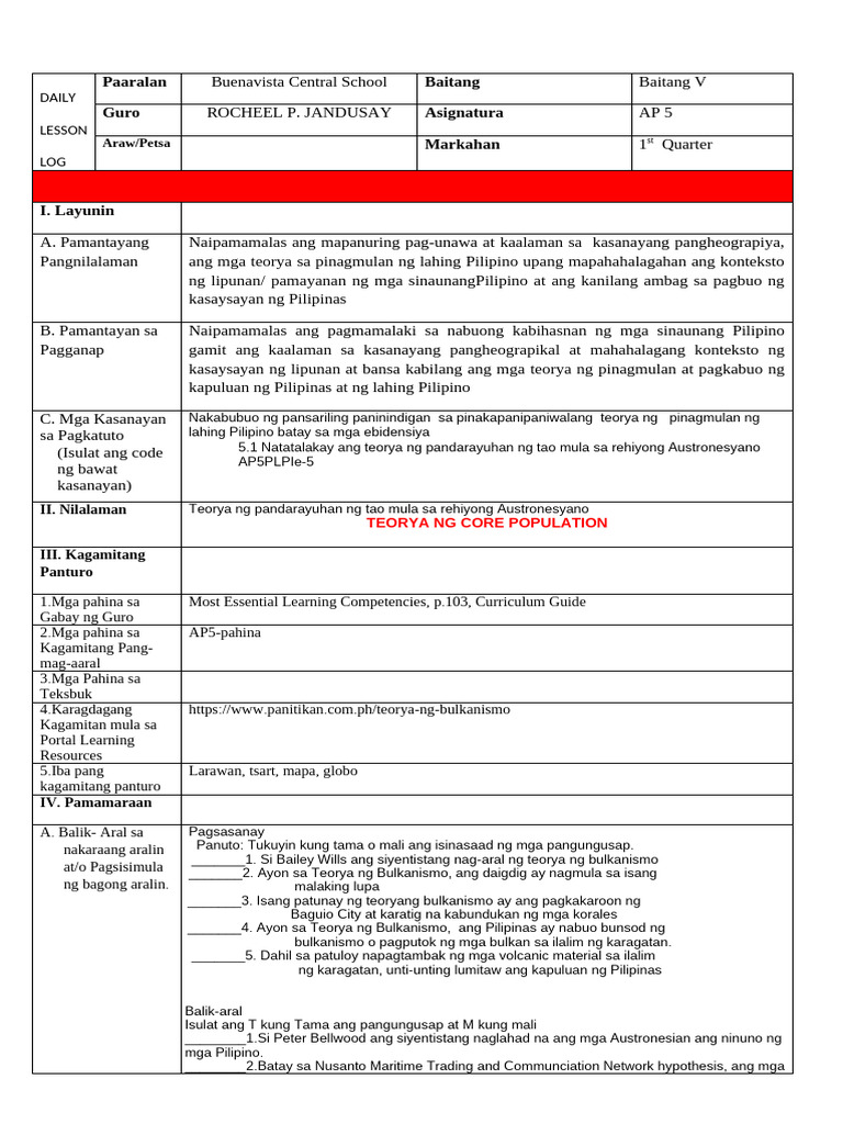 Teorya NG Core Population | PDF
