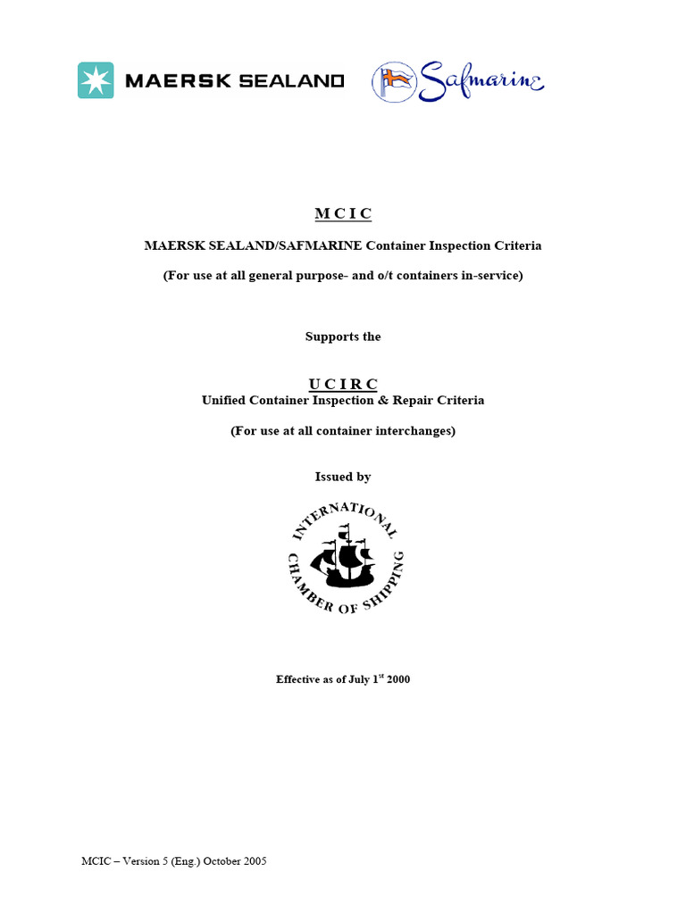 Maersk Container Inspection Criteria MCIC 2017 | PDF | Door | Welding