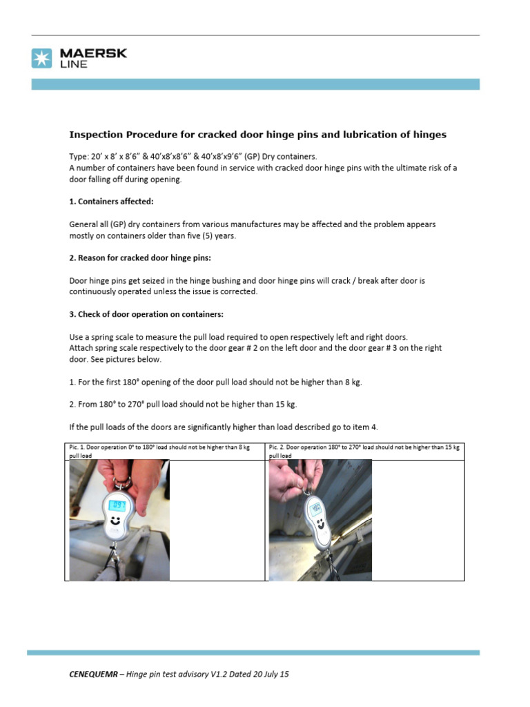 Hinge Pin Test Advisory - v2 | PDF | Door | Manufactured Goods