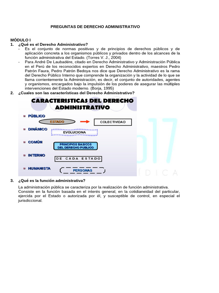 Preguntas Generales de Derecho Administrativo | PDF | Ley administrativa | Gobierno