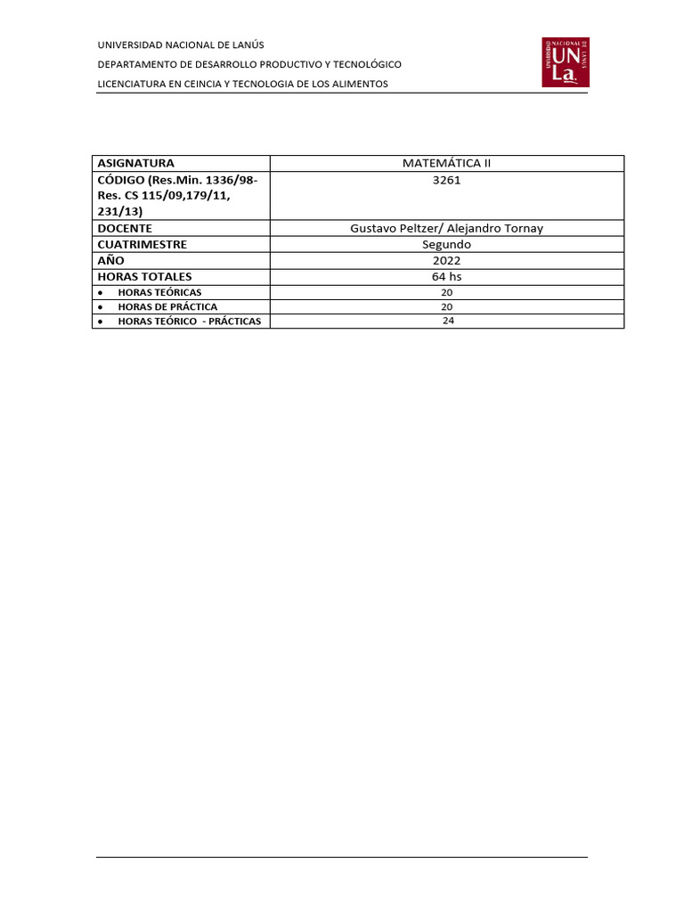 Programa Matematica 2 | PDF | Integral | Derivado