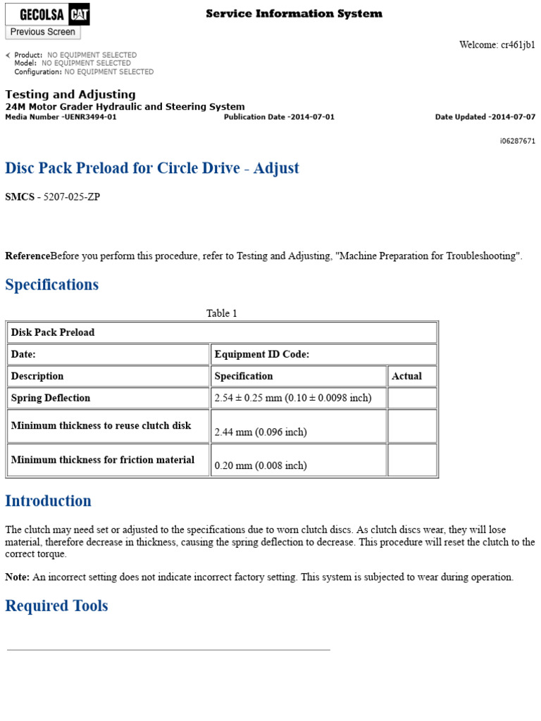 Prueba y Ajuste Mando Del Círculo PN268-5745 | PDF | Clutch | Mechanical Engineering