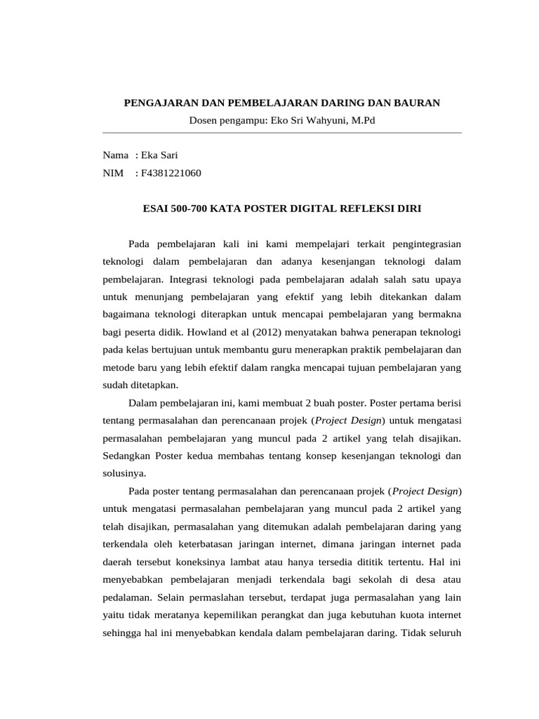 Eka Sari_Esai 500-700 Kata Poster Digital Refleksi Diri | PDF