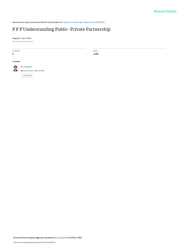 PPP Bun Eang Sar | PDF | Public–Private Partnership | Loans