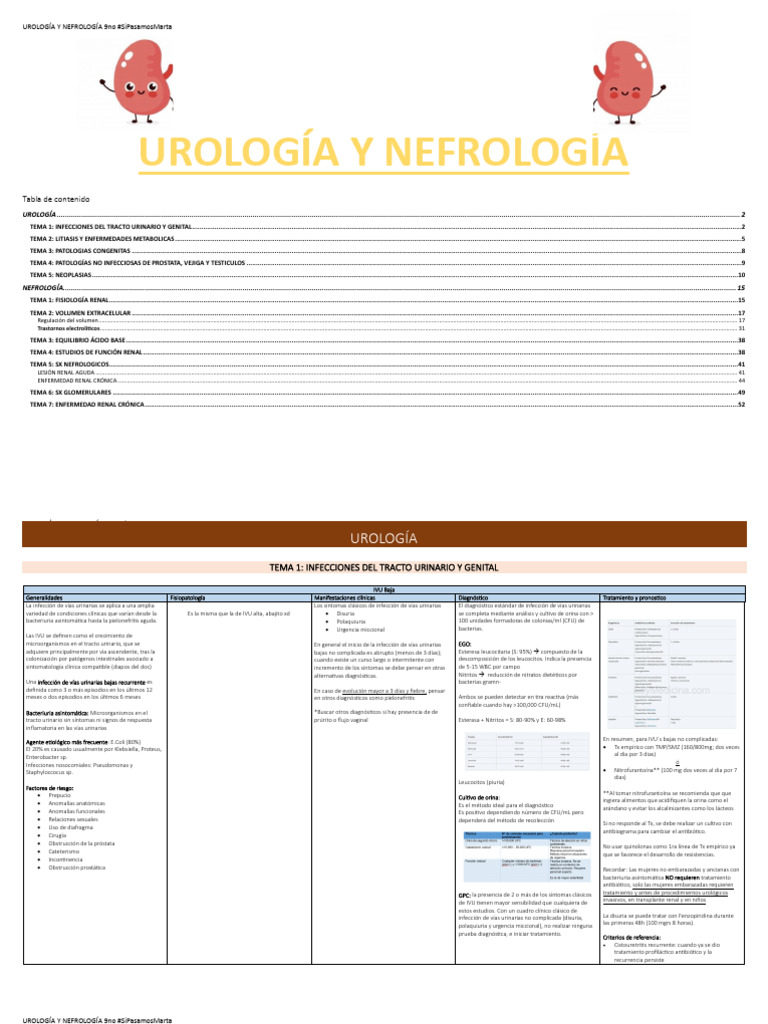 Urología y Nefrología Repasito | PDF | Infección del tracto urinario | Nefrología