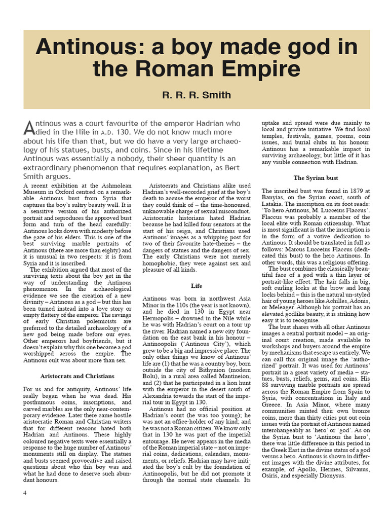 02 Smith Antinous A Boy Made God in The Roman Empire | PDF | Social Science
