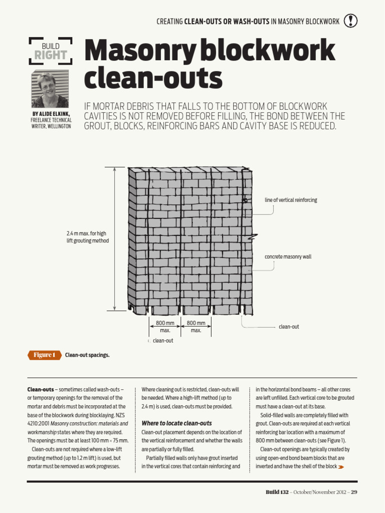 Masonry Blockwork Clean-Out Guidelines | PDF | Masonry | Architectural ...