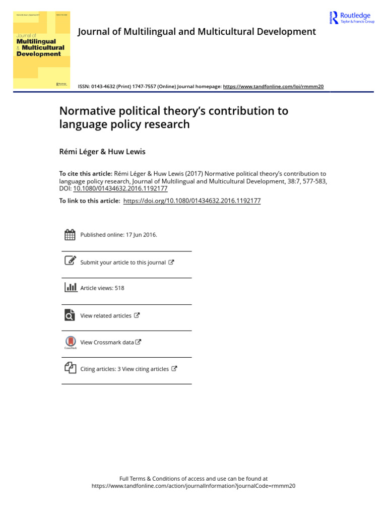 Normative Political Theory S Contribution To Language Policy Research ...