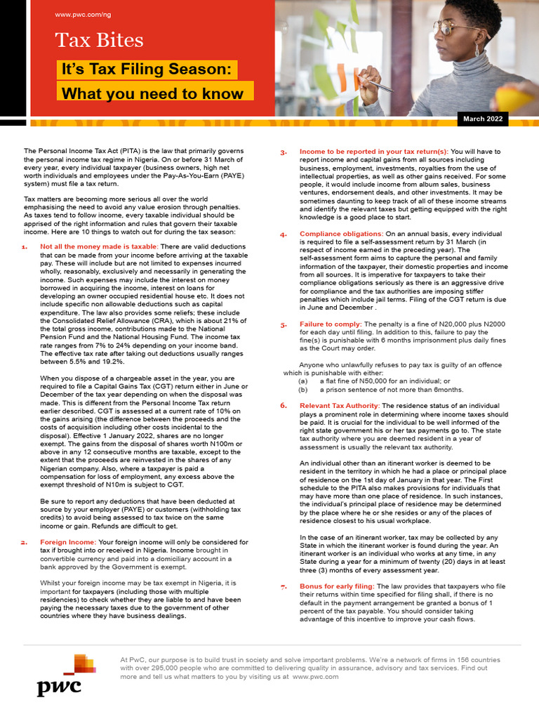 Essential Tax Filing Tips for Nigerians | PDF | Taxes | Tax Deduction