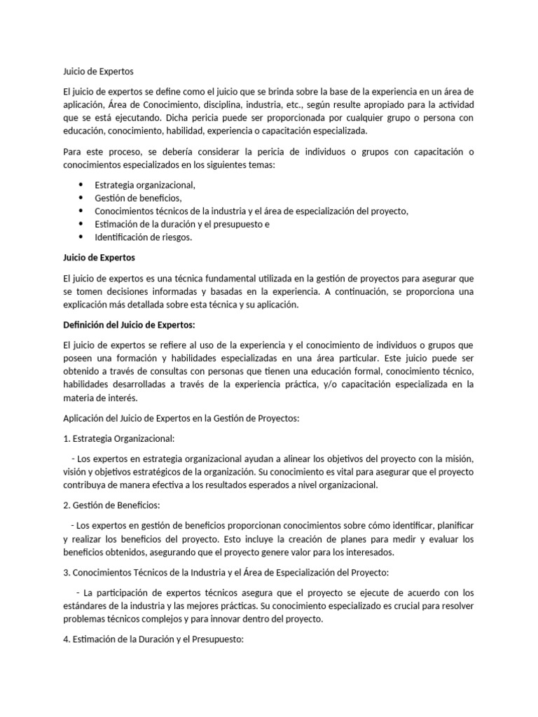 Juicio de Expertos | PDF | Conocimiento | Planificación