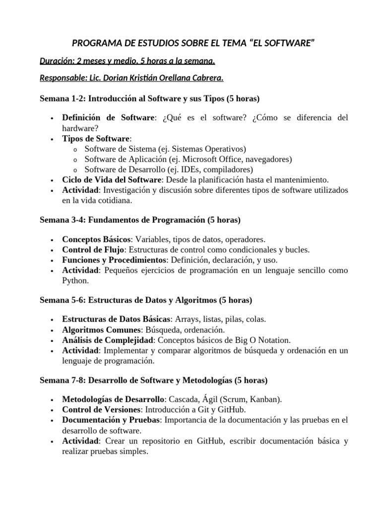 Programa de Estudios Tema Software | PDF | Software | Programación de computadoras