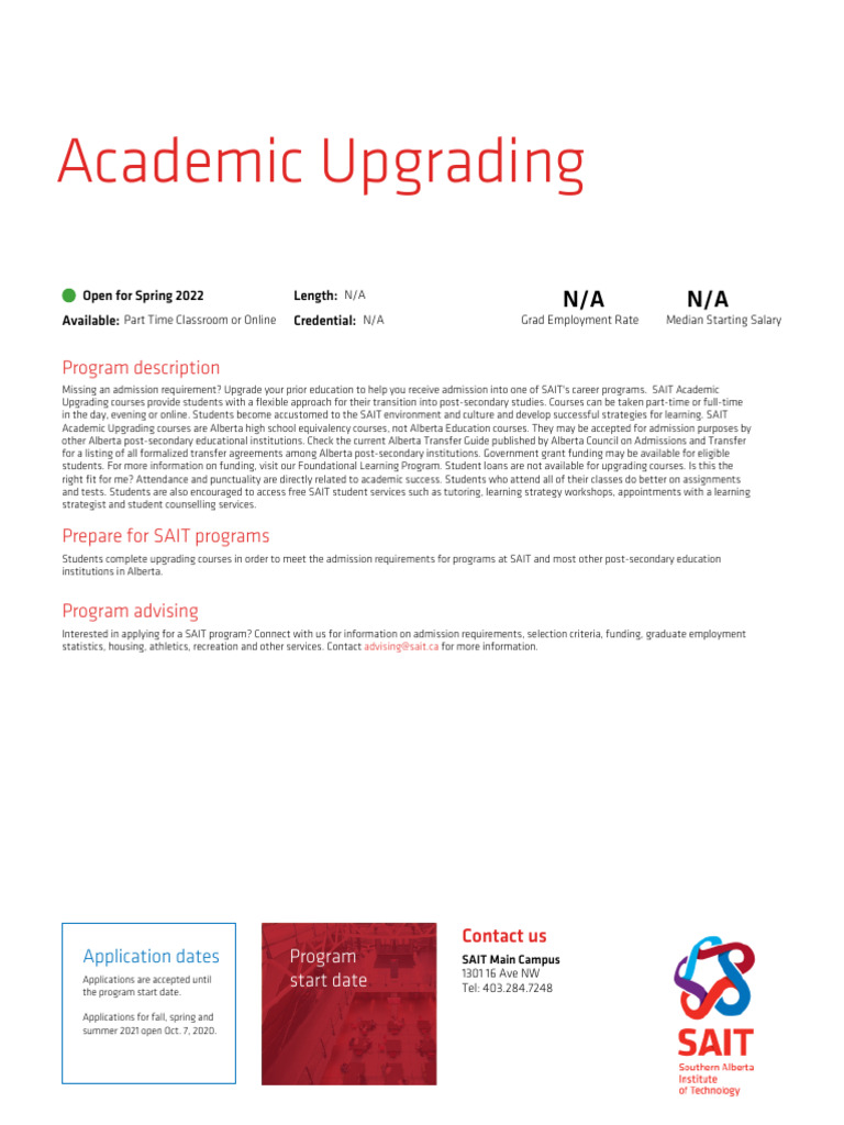 Academic Upgrading | PDF | Tuition Payments | Educational Stages