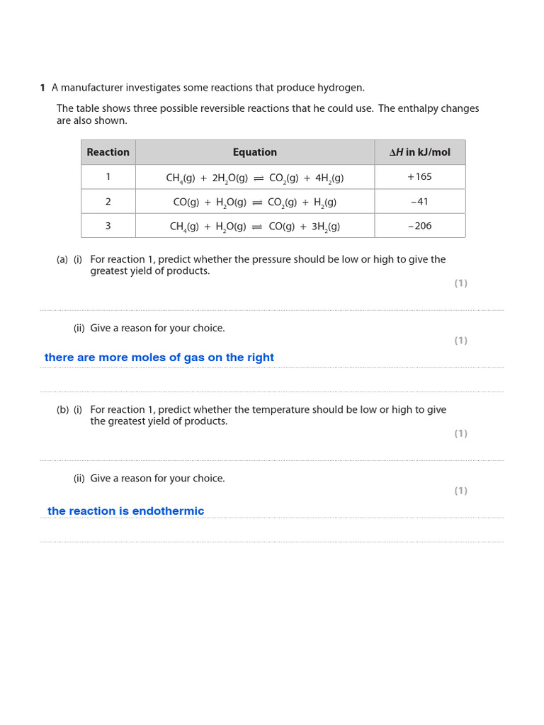 Hydrogen Production Reaction Analysis | PDF | Physical Sciences ...