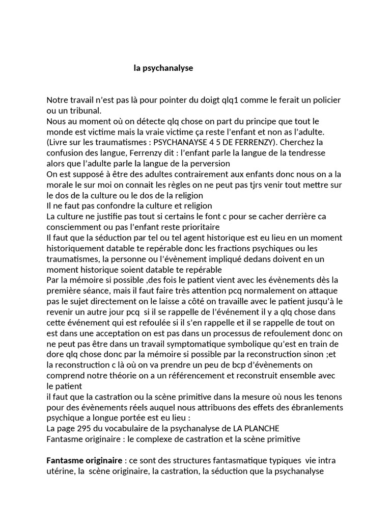 Définition de la vie fantasmatique | PDF | Sigmund Freud | Psychanalyse