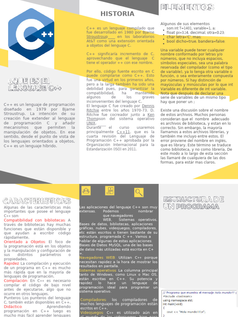 Triptico Lenguaje de Programacion Luis Pérez | PDF | Lenguaje de programación | C