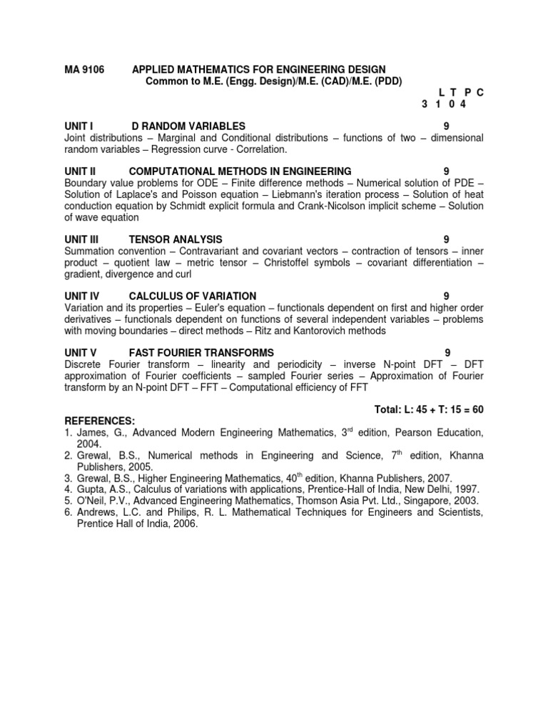 Applied Mathematics for Engineering Design | PDF | Teaching Methods ...