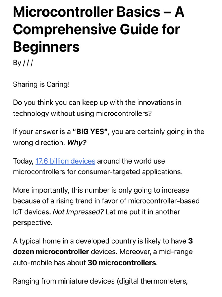 Microcontroller Basics - A Comprehensive Guide For Beginners | PDF | Microcontroller | Computer ...
