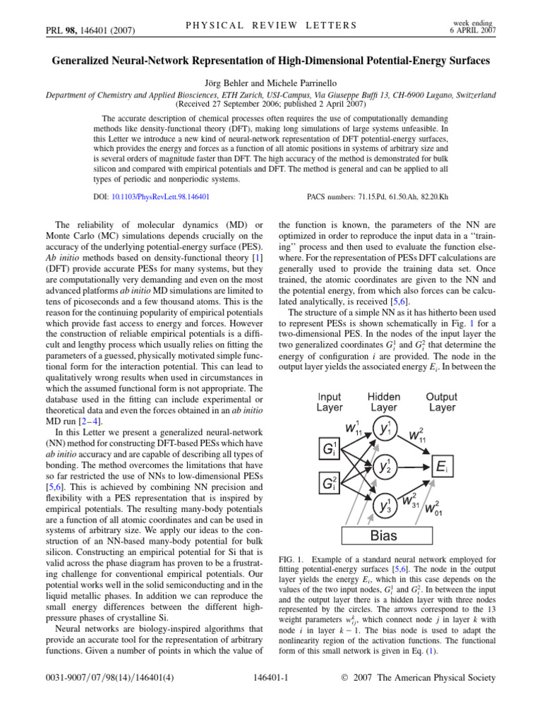 Generalized Neural-Network Representation of High-Dimensional Potential-Energy Surfaces | PDF ...