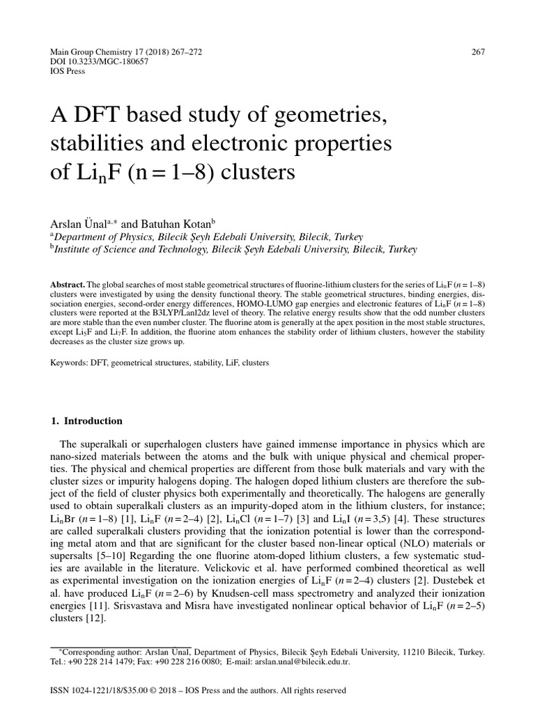 Ab Initio Energy Landscape Of Lif Clusters Pdf Conformational