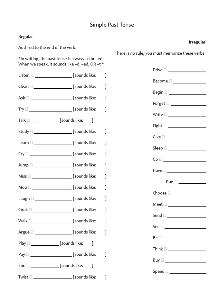 Past Simple, Pronunciation Error Correction | PDF | Linguistic Morphology | Grammar