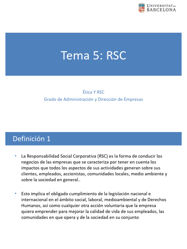 Tema 5.RSC | PDF | Responsabilidad social corporativa | Derechos humanos