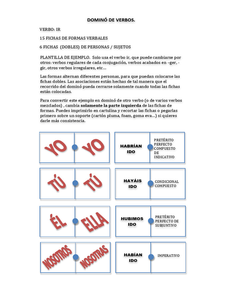 Dominó de Verbos: Conjugaciones de "Ir" | PDF | Verbo | Relaciones ...
