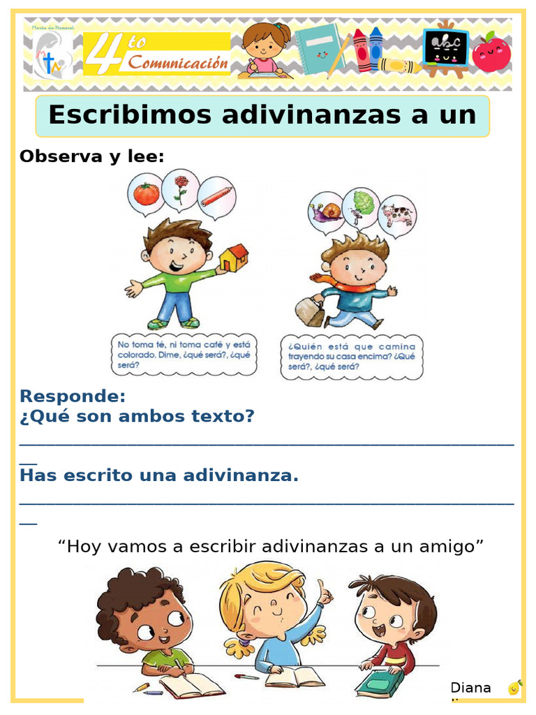 Diciembre 1 - Escribimos Adivinanzas | PDF