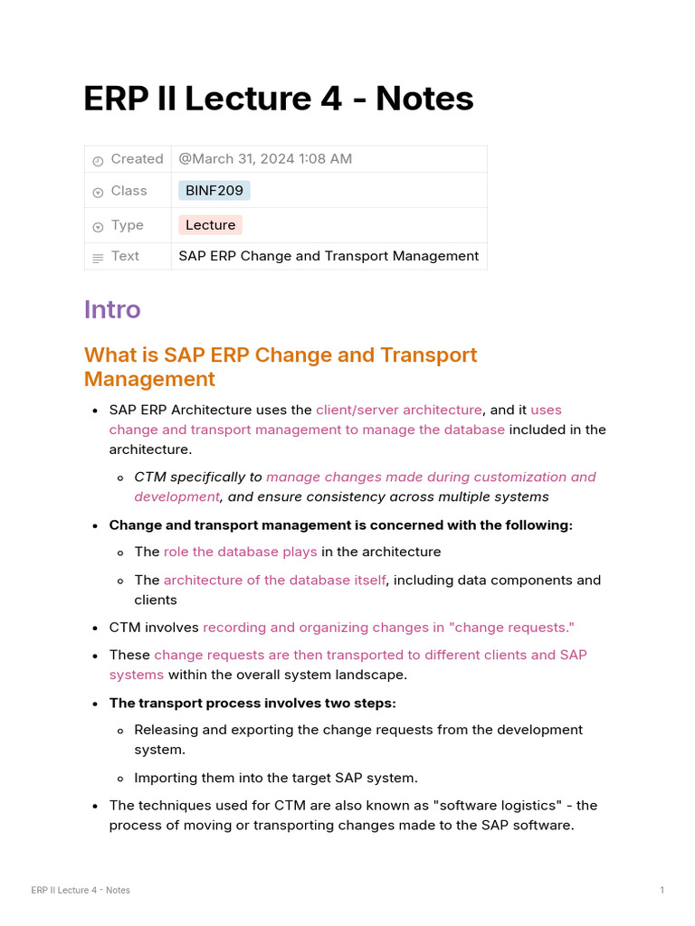 ERP II Lecture 4 - Notes | PDF | Databases | Computer Program
