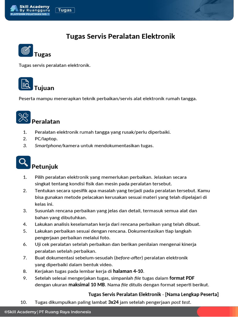 Tugas Servis Peralatan Elektronik | PDF