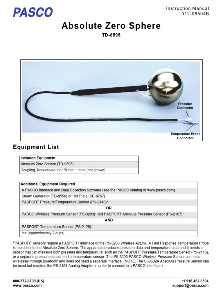 Absolute Zero Sphere Instruction Manual | PDF | Temperature | Gases