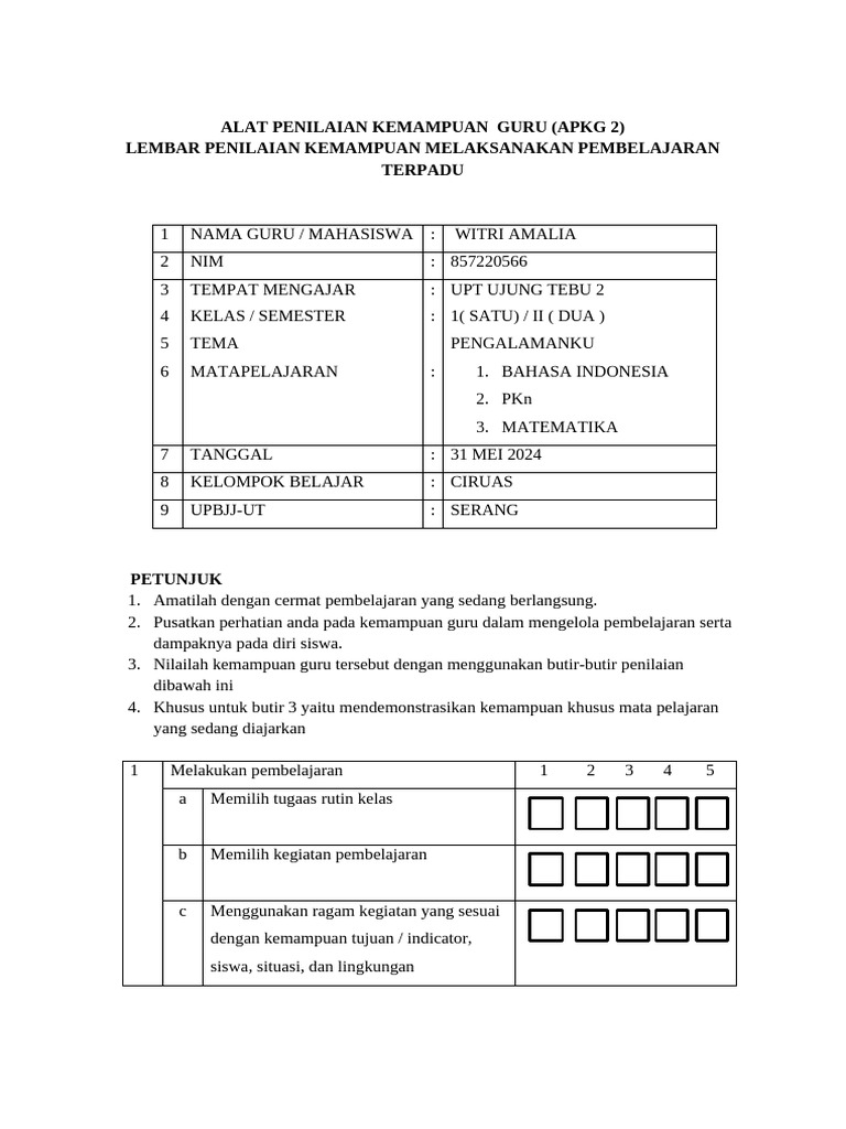 APKG 2 Pembelajaran Terpadu | PDF