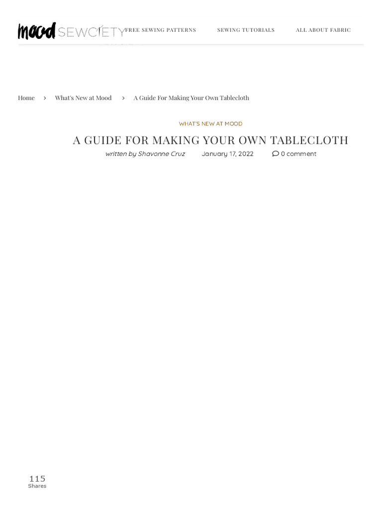 A Guide For Making Your Own Tablecloth | PDF | Sewing | Textiles