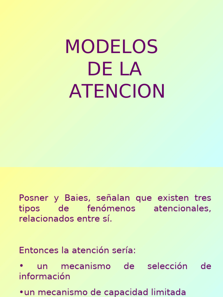 Modelos de Atencion | PDF | Atención | Evaluación neuropsicológica