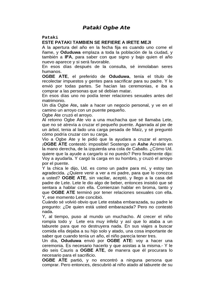 Pataki Ogbe Ate | PDF | Religión étnica