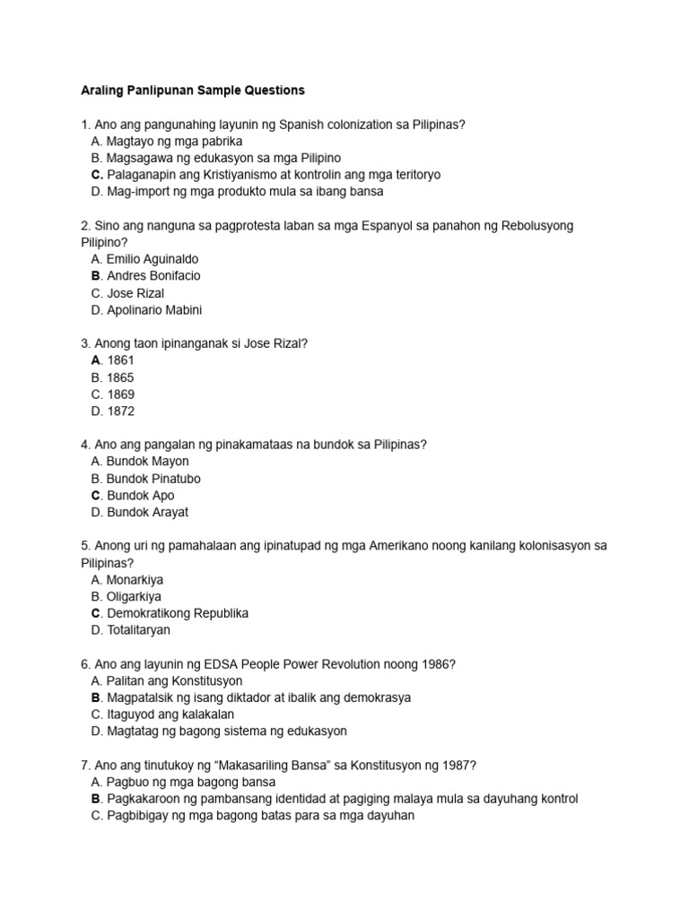 A.P. Sample Questions | PDF