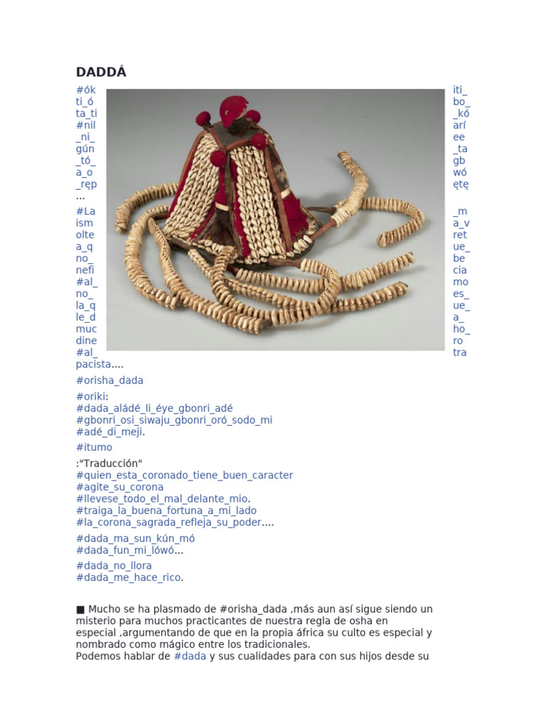 Misterios y Ritos de Orisha Dada | PDF | Pelo | Deidades